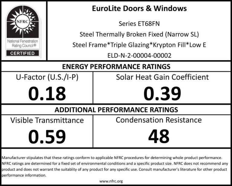 NFRC Certifications - EuroLite Steel Windows & Doors